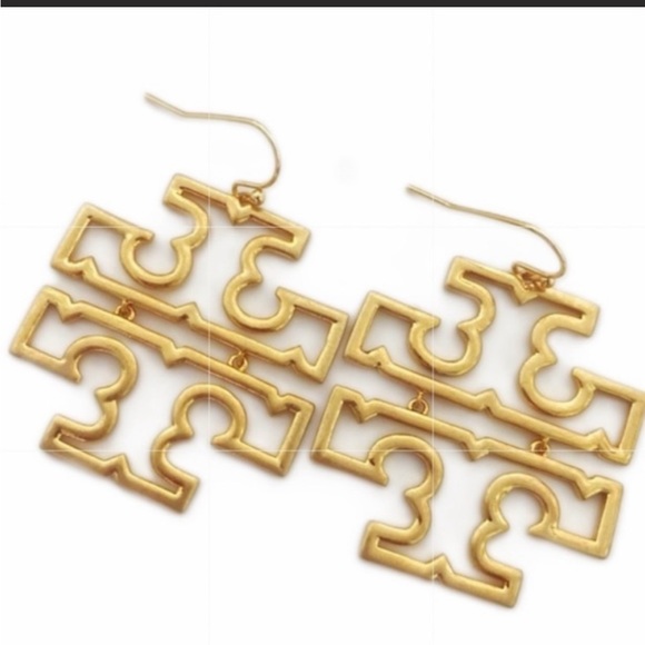 Tory Burch | Jewelry | Gold Britten Double T Logo Drop Earrings From ...
